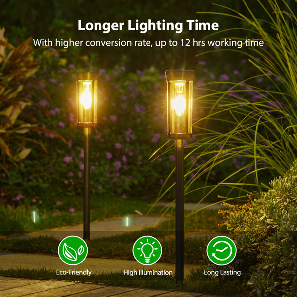 LETMY Black Low Voltage Solar Powered Integrated LED Pathway Light Pack ...