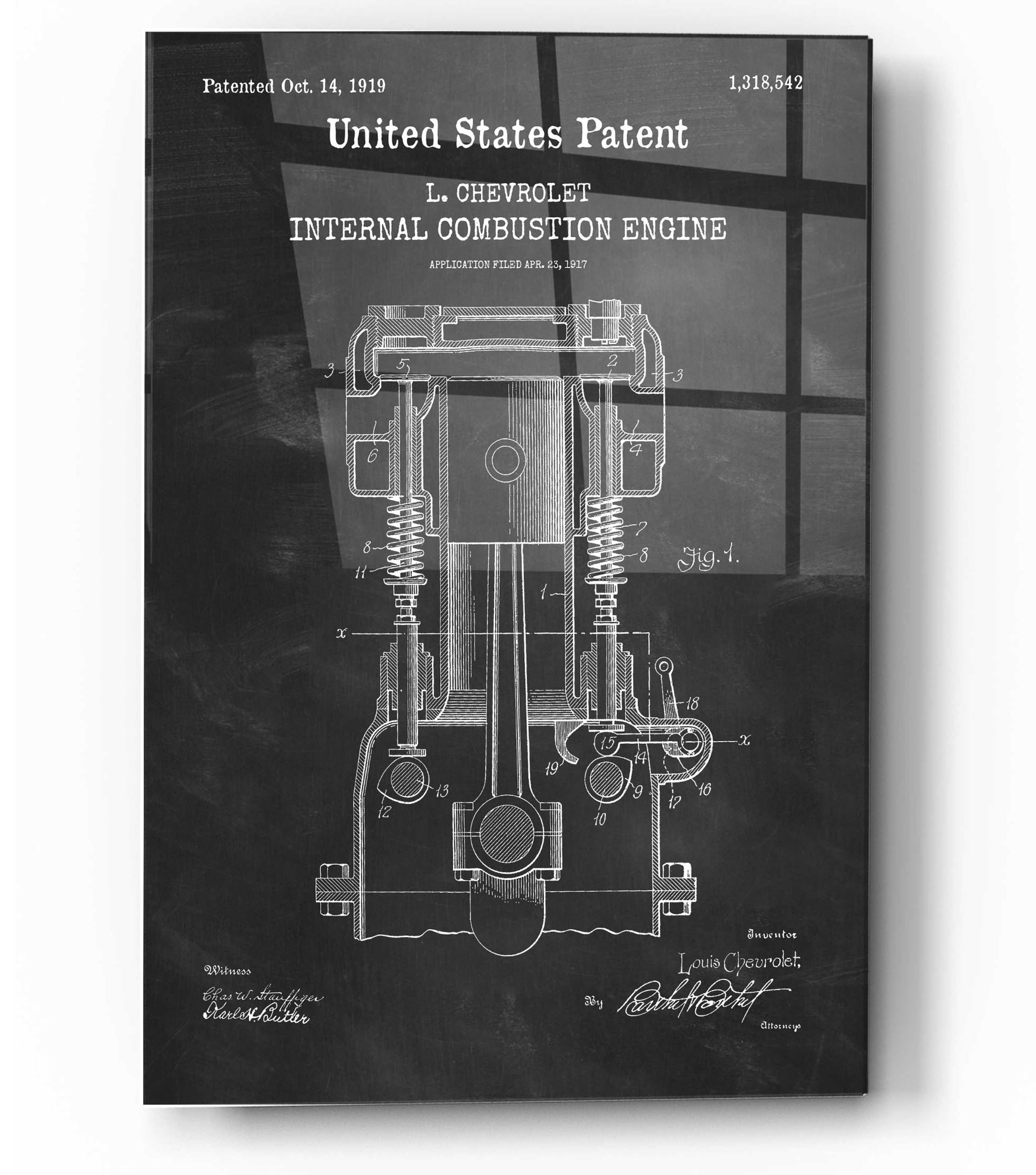 17 Stories Combustion Engine Blueprint Patent Chalkboard - Graphic Art ...