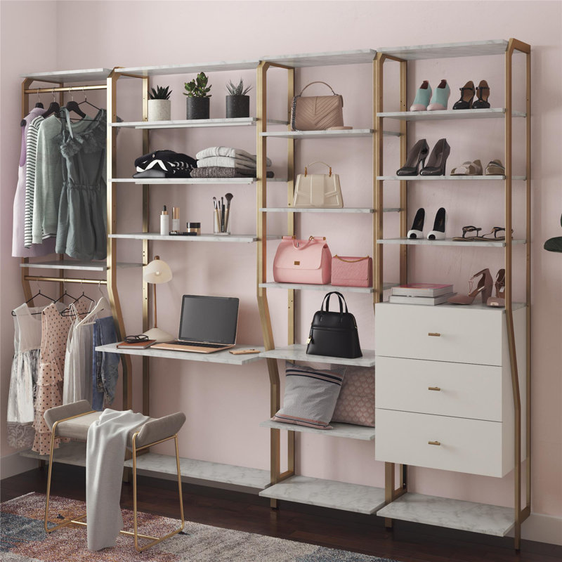 CosmoLiving by Cosmopolitan Gwyneth Closet - Shelves, White Marble ...