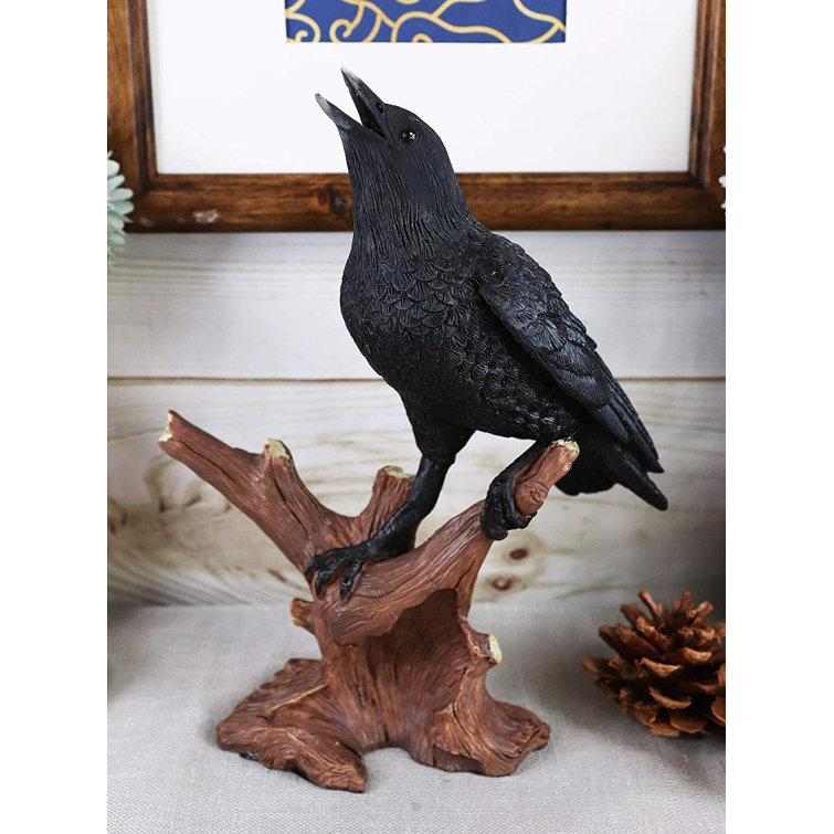 Loon Peak® Ebros Quoth Nevermore Realistic Crowing Raven Perched On ...