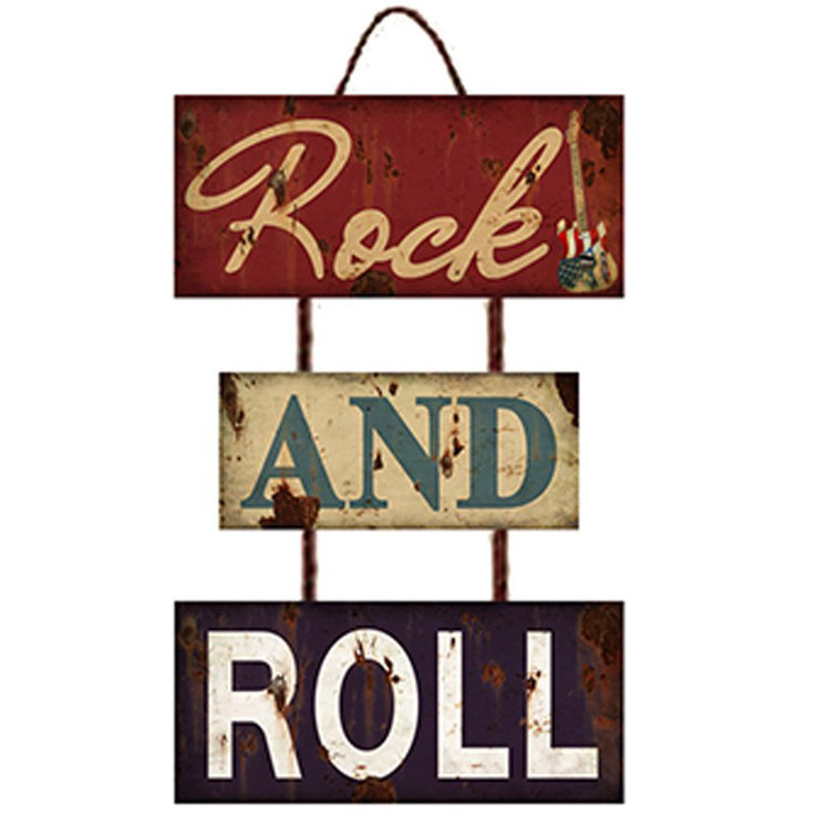 Millwood Pines Rock and Roll Wooden Sign Wall Décor | Wayfair