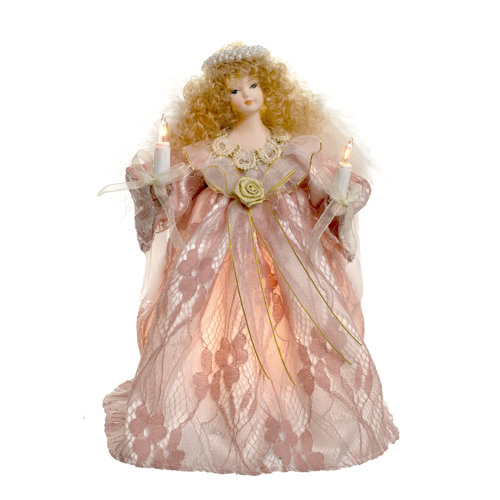 The Holiday Aisle® Angel with Blonde Curly Hair Tree Topper | Wayfair