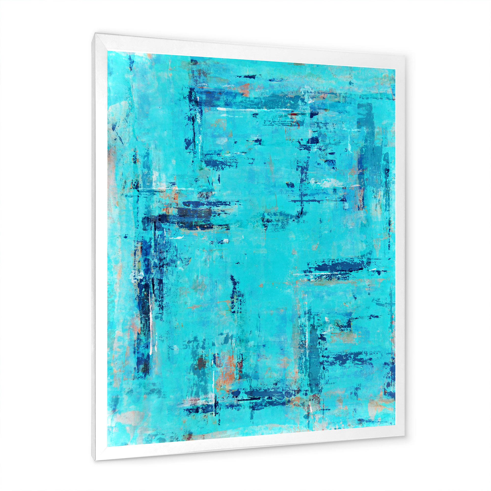Wrought Studio Turquoise Meets Orange Abstract Art - Print on Canvas ...