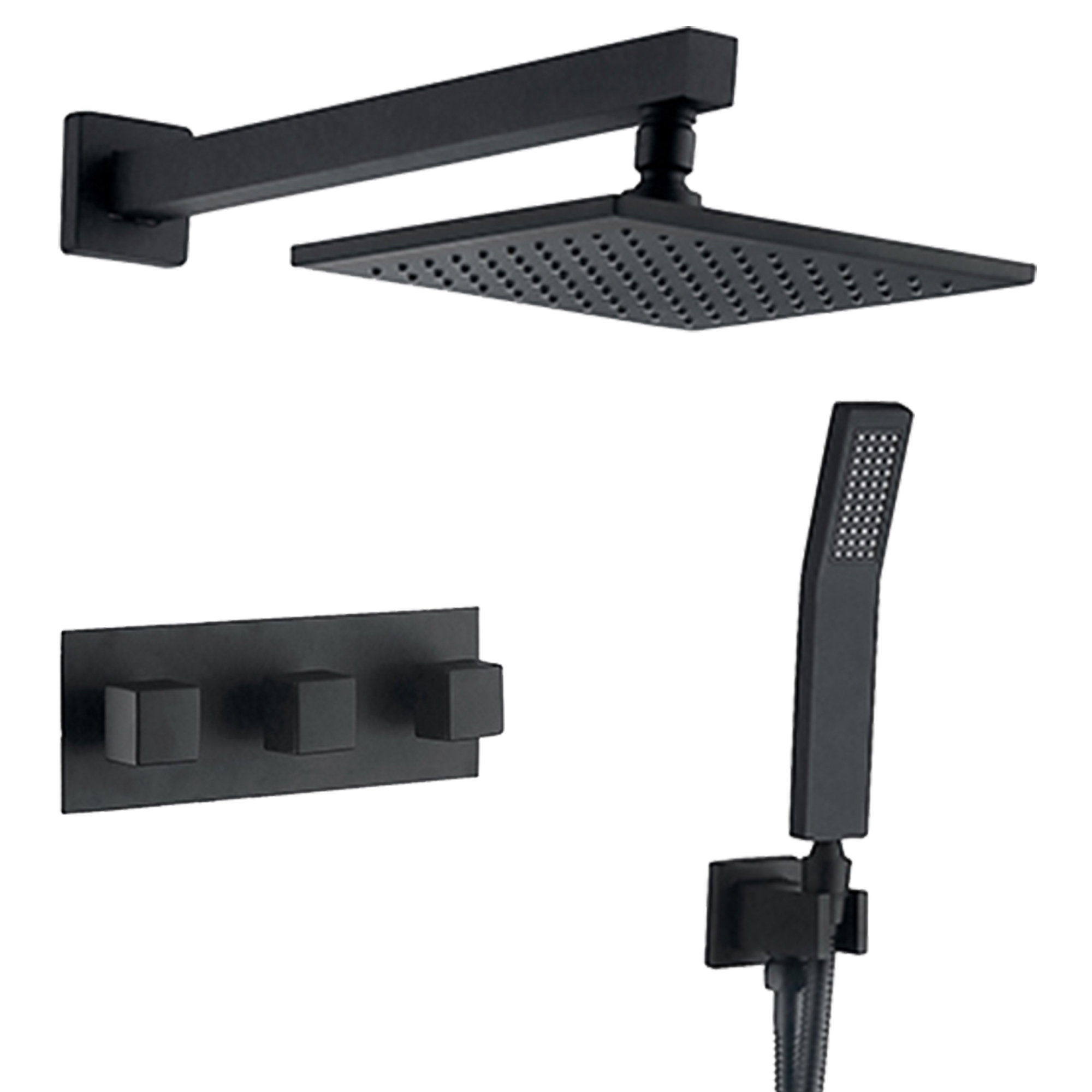 RBROHANT Wall Mounted Bathroom Shower Combo Set, Three Handle Complete ...