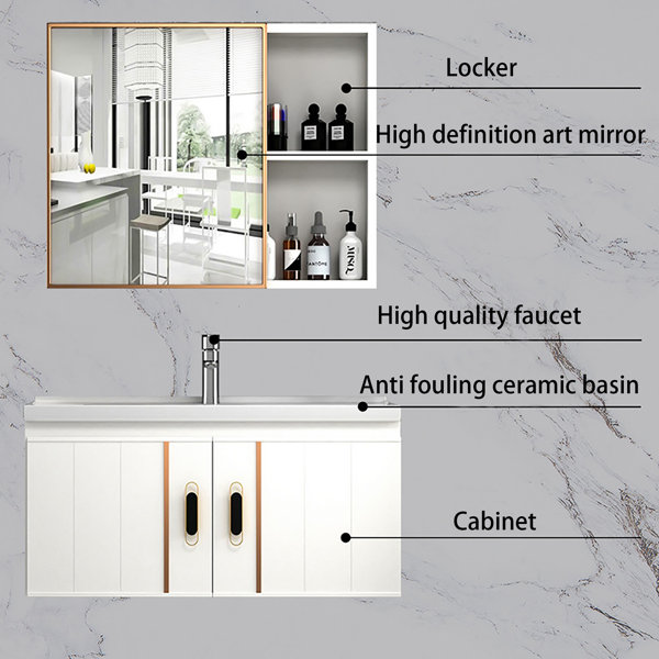 Wrought Studio Argle 31.496'' Wall Mounted Single Bathroom Vanity with ...