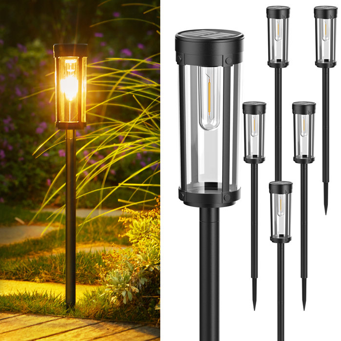 LETMY Black Low Voltage Solar Powered Integrated LED Pathway Light ...