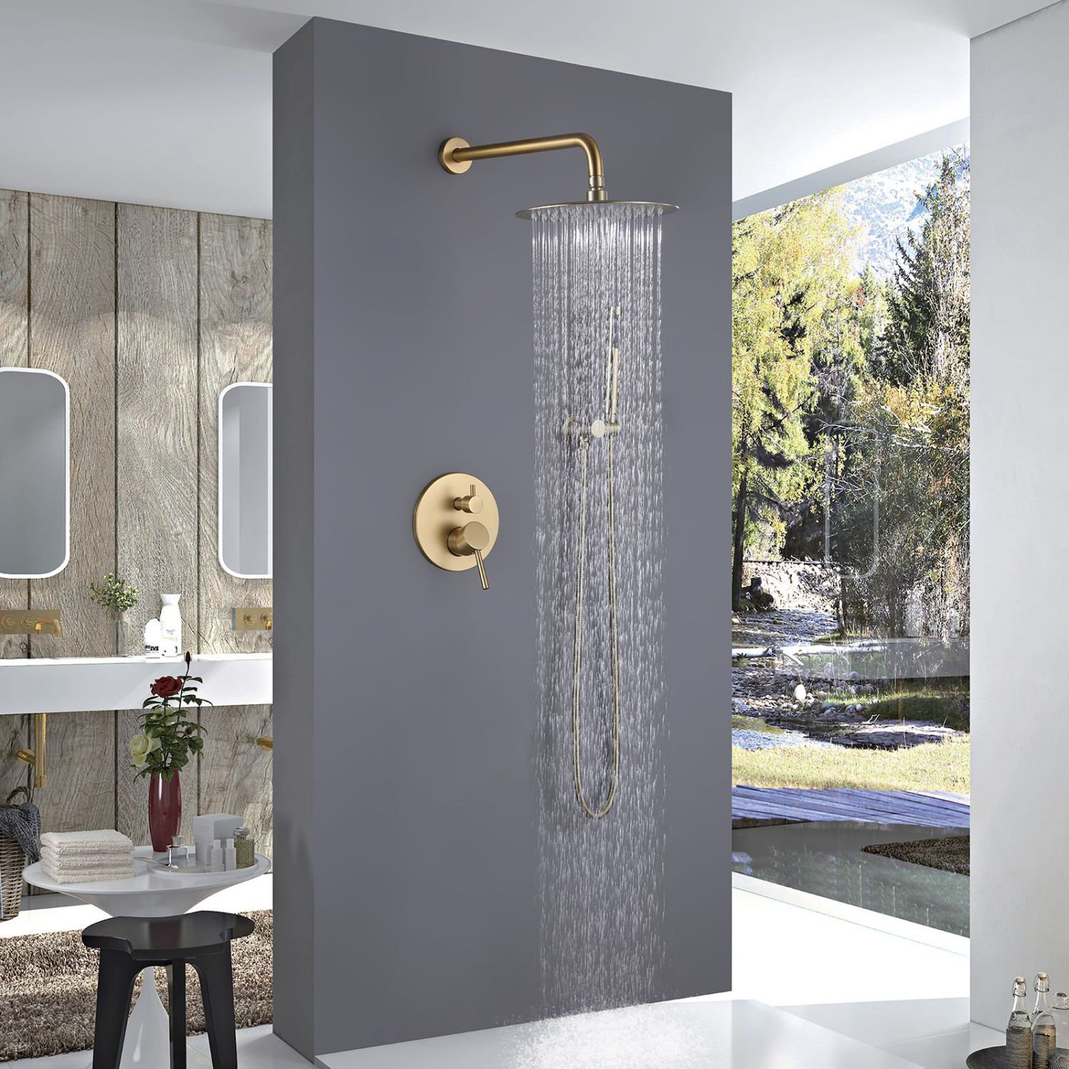 Homein Luxury Pressure-Balanced Complete Shower System with Rough-In ...