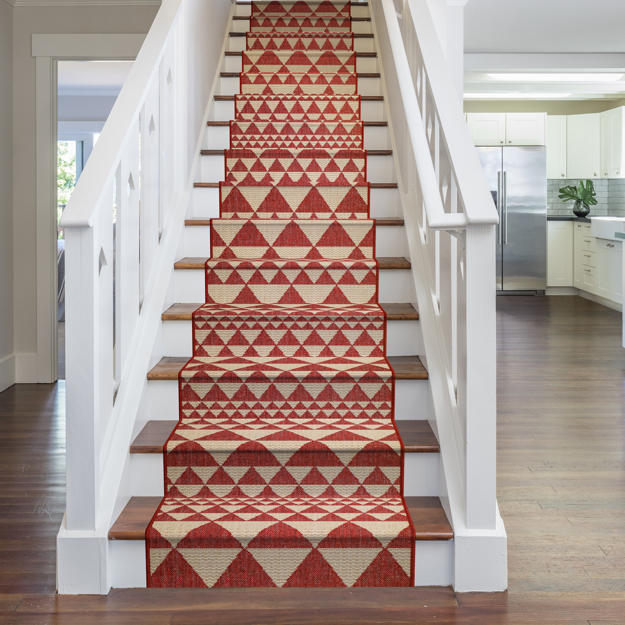 Union Rustic Abrahamson Looped Red/Brown Stair Runner | Wayfair.co.uk