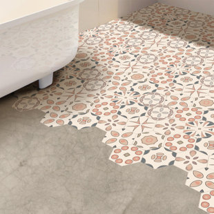 Latitude Run Seamingless Floral Hexagon 20cm x 23cm PVC Mosaic Tile ...