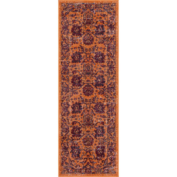 Alcott Hill® Rella Floral Terracotta Area Rug | Wayfair