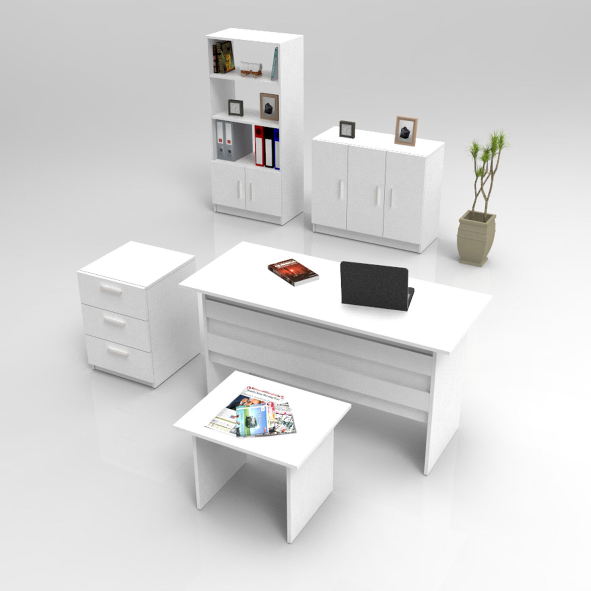Bless international 5 Piece Rectangle Writing Desk Office Set | Wayfair