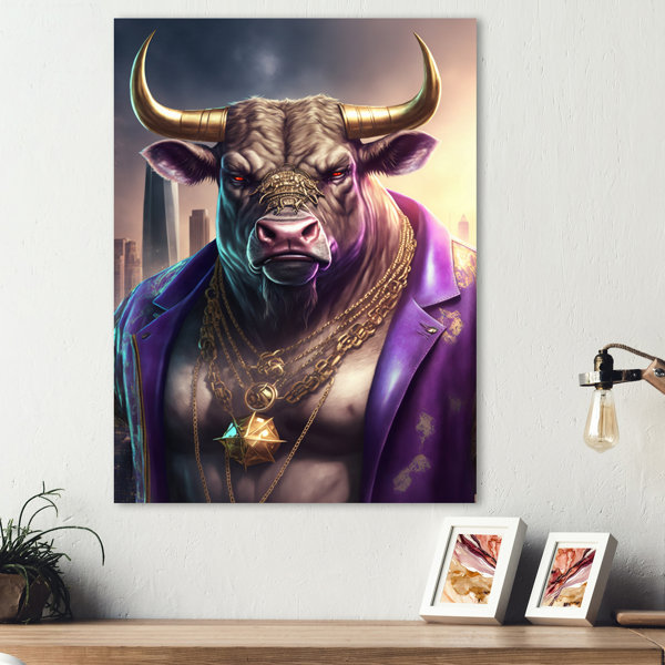 Trinx Bull Gangster In NYC I - Animals Metal Wall Décor | Wayfair