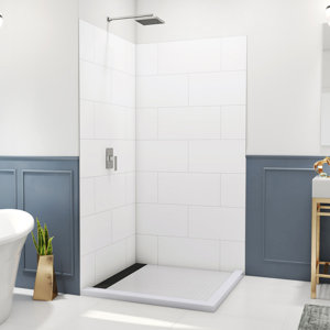 DreamLine DreamStone 42 in. D x 42 in. W x 84 in. H Corner Shower Wall ...