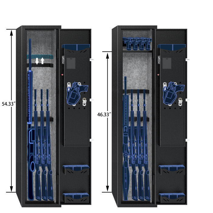 Kaer Gun Safe,Rifle Safe w/ Biometric Fingerprint,Gun Cabinets for 3-5 ...