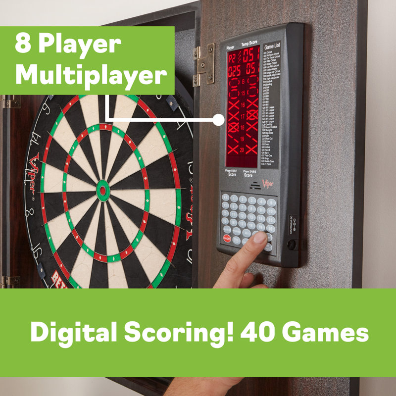 Viper Vault Deluxe Dartboard Cabinet with Integrated Pro Score, AIM 360 ...
