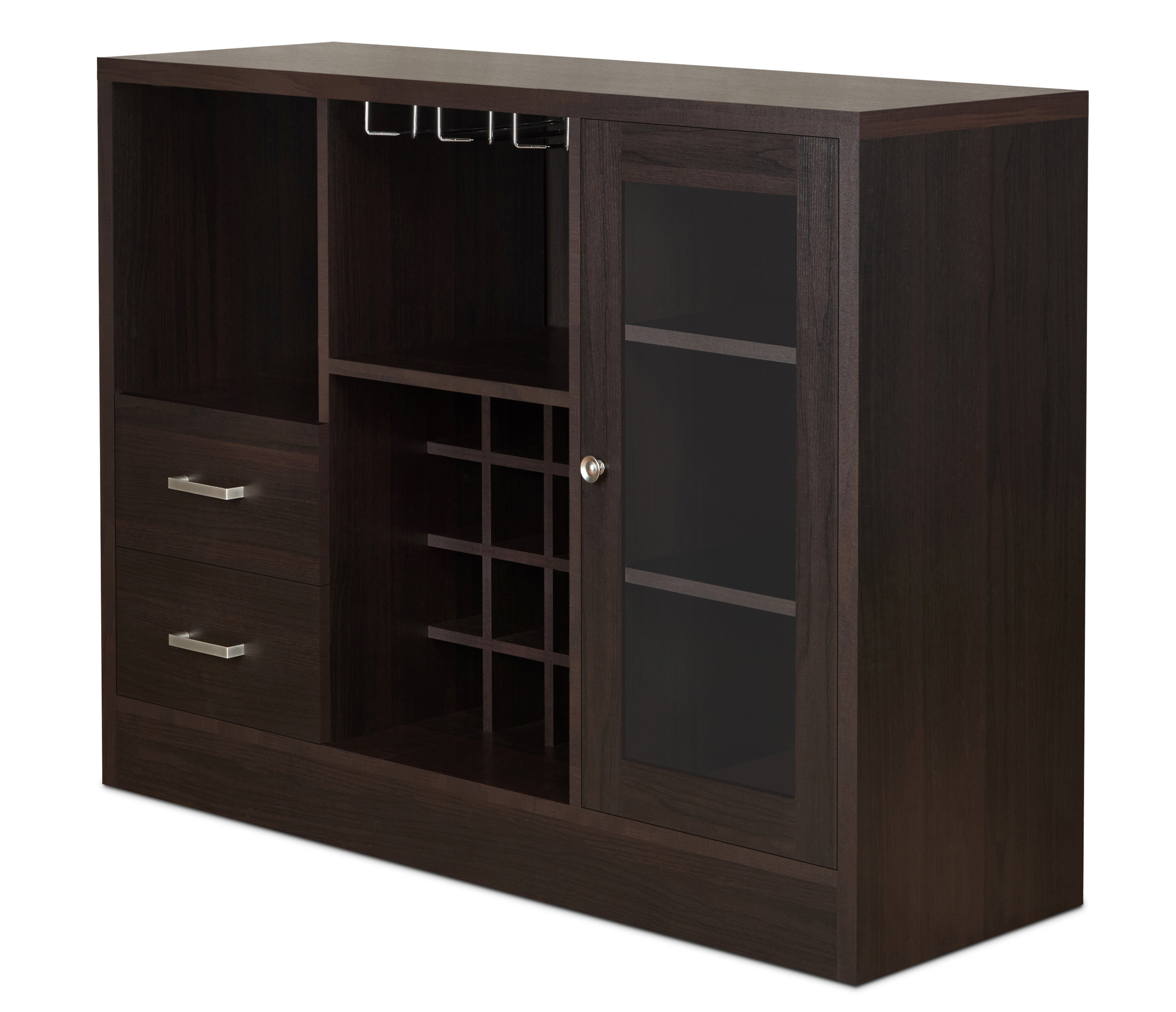 Latitude Run® Bart Espresso 2-drawer Server with Wine Rack | Wayfair