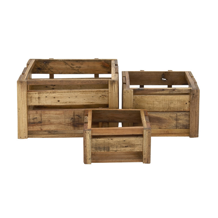 Sand & Stable 3 Piece Solid Wood Crate Set & Reviews | Wayfair