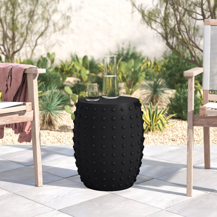 Mistana™ Evangelista Outdoor Stone/Concrete Side Table & Reviews | Wayfair