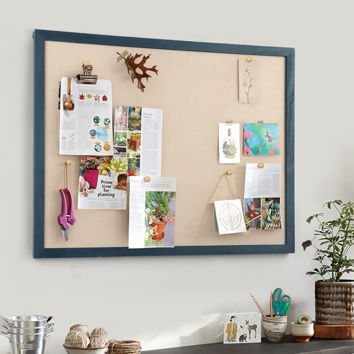 Latitude Run® Wall Mounted Bulletin Board with Linen Wood Boards ...