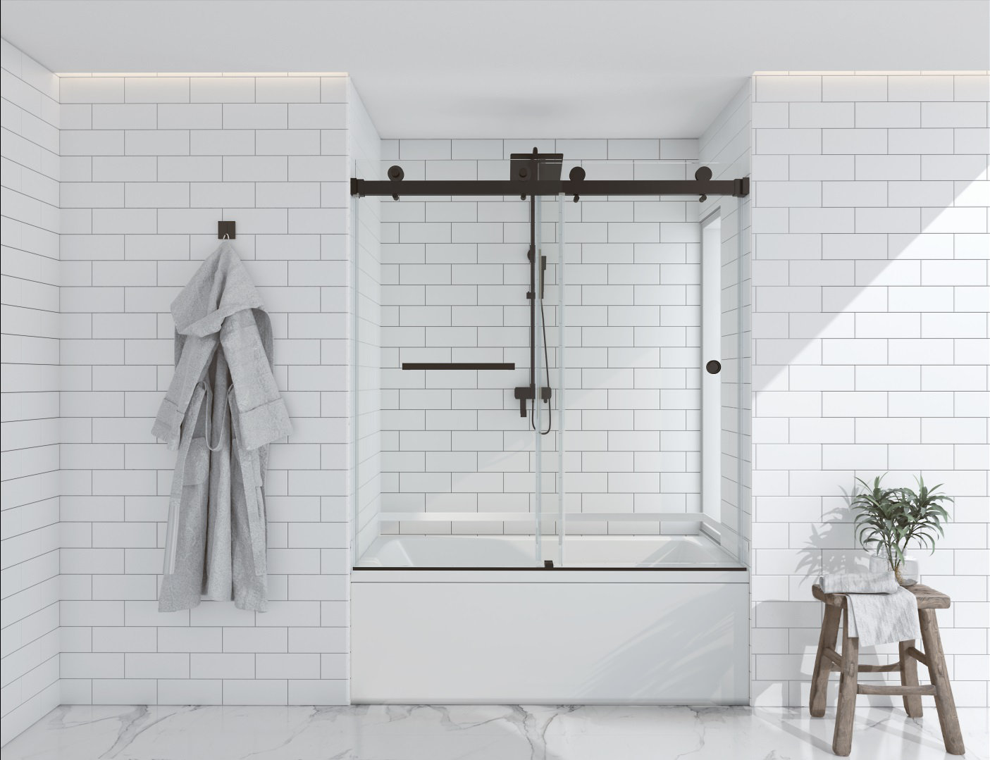 iGlass Shower Door 56"-60" W X 60" H Bypass Frameless Tub Door | Wayfair