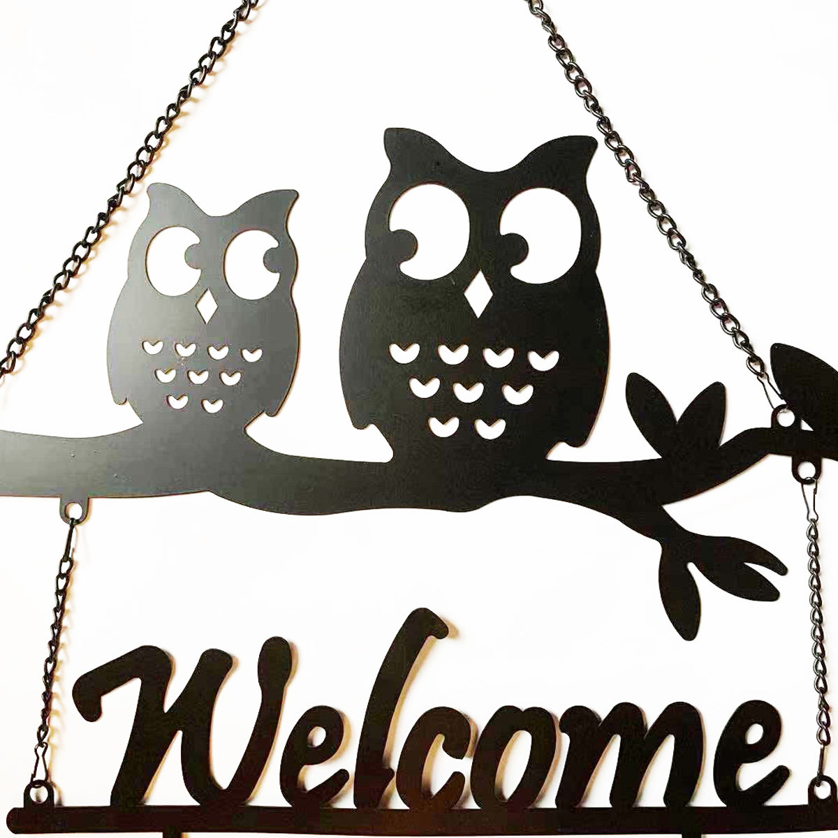 Trinx Metal Owls Welcome Door Sign Wall Décor | Wayfair