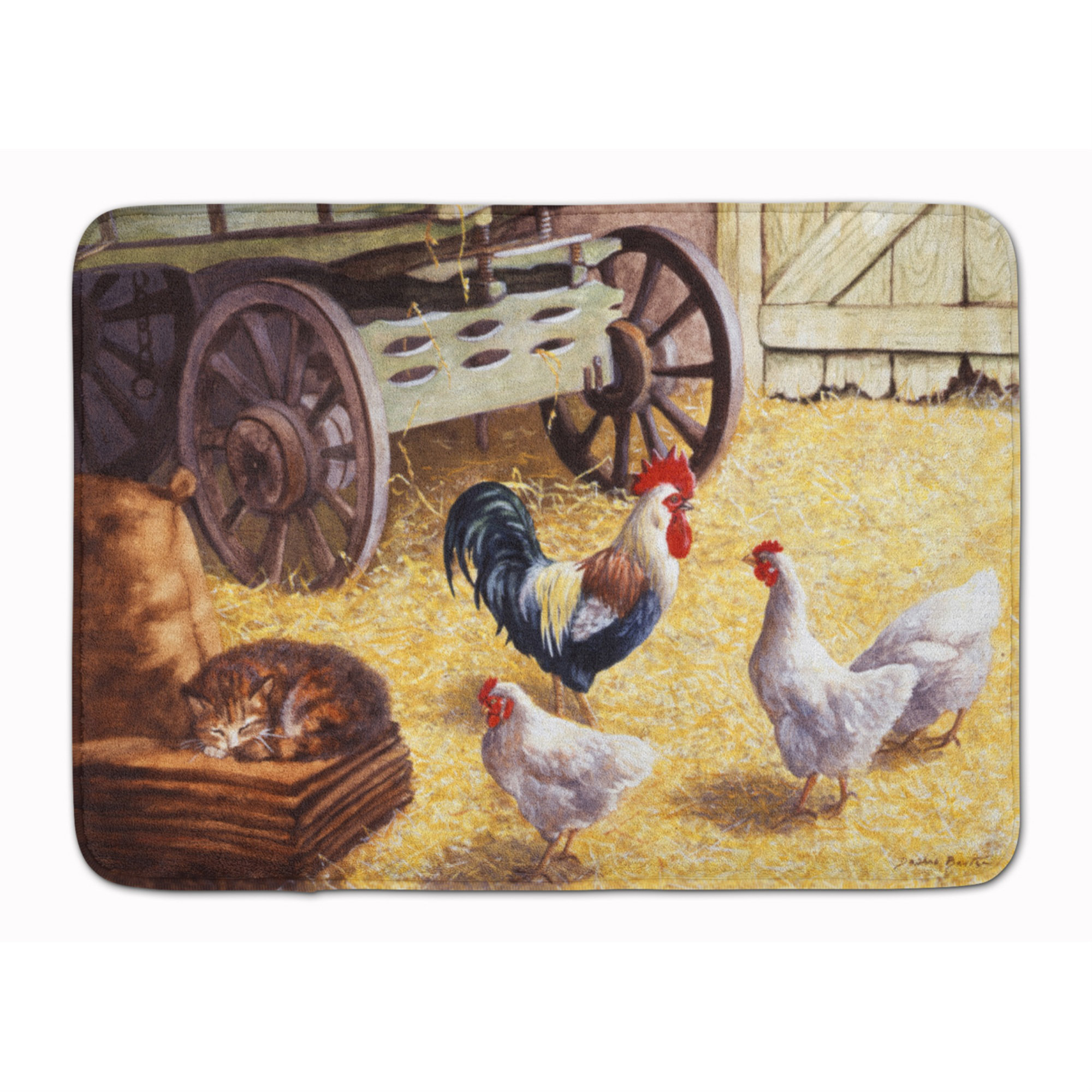 August Grove® Jaiden Rooster and Hens Chickens in the Barn Rectangle ...