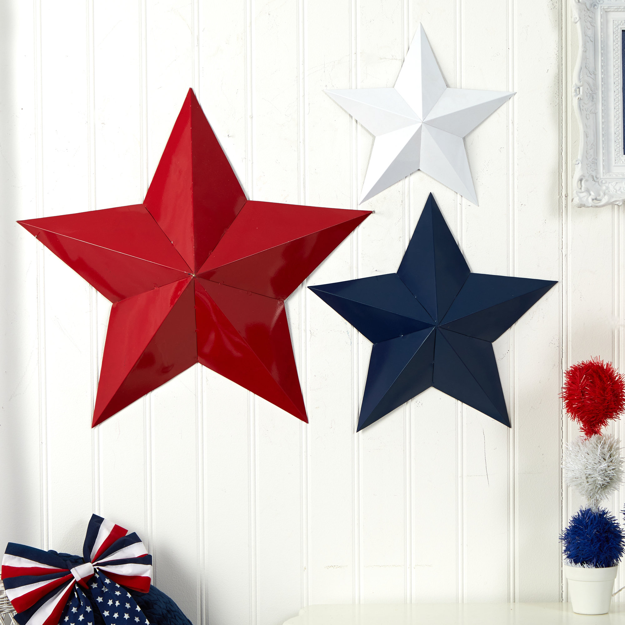 Foundry Select 3 Piece Americana Metal Stars Wall Décor Set | Wayfair