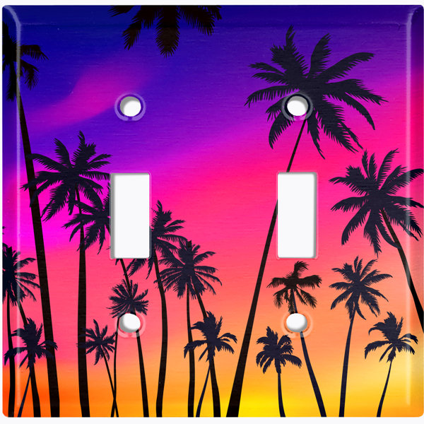 WorldAcc Sunset Colorful Sky Palm Trees 2-Gang Toggle Light Switch Wall ...