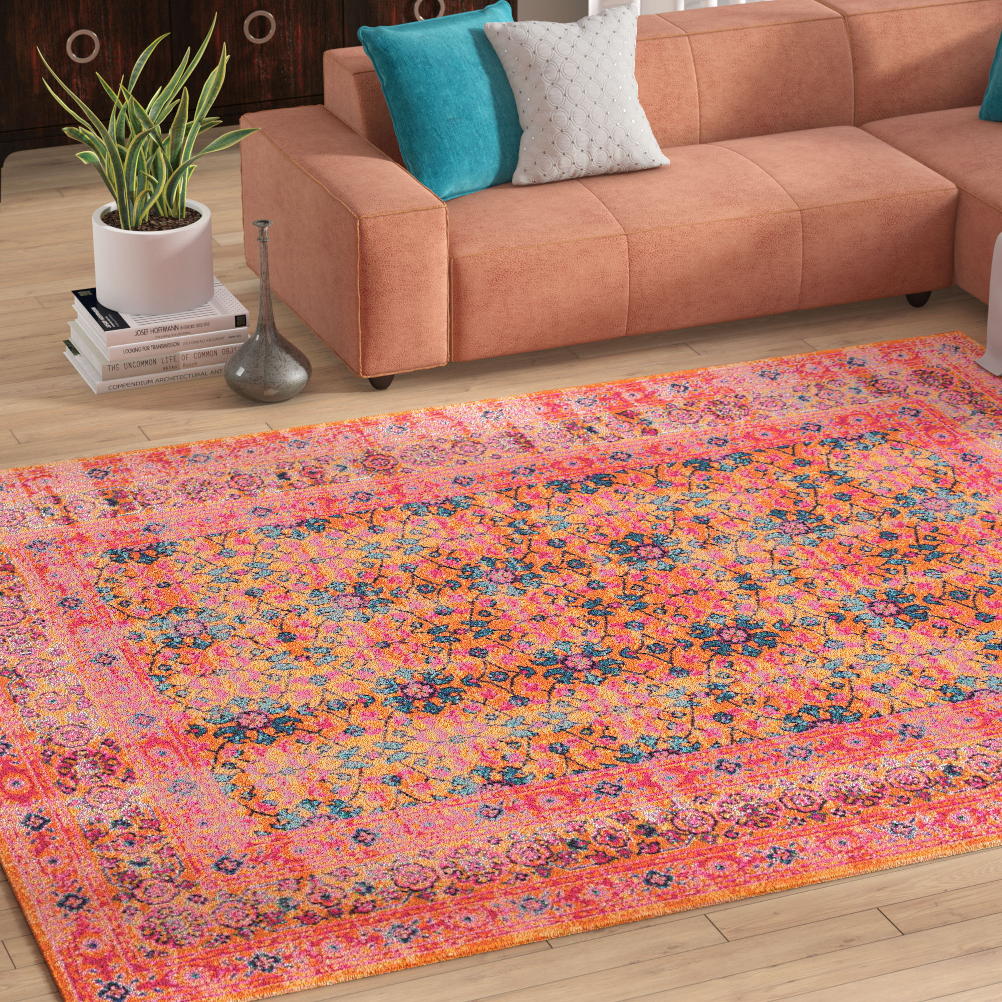 Wrought Studio Tompkins Red/Green Area Rug & Reviews | Wayfair