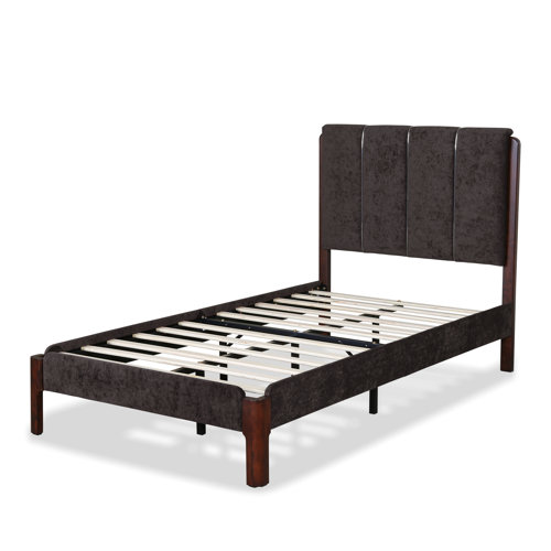 Latitude Run® Twin Solid Wood Upholstered Low Profile Platform Bed ...