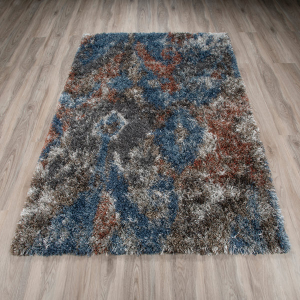 Trent Austin Design® Linkous Abstract Shag Blue/Brown Area Rug ...