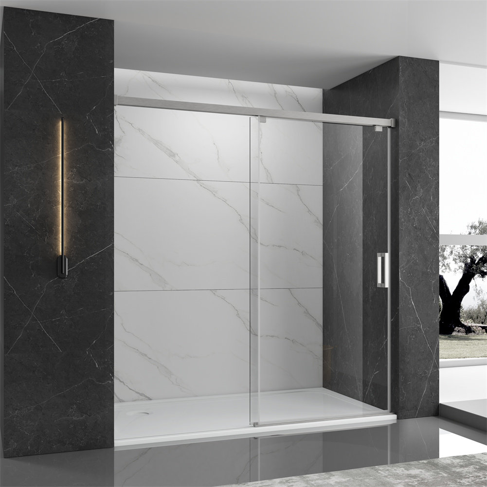 NORTHROOM 48" W x 76" H Frameless Rectangle Shower Stall with Fixed ...