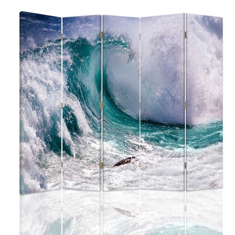 Highland Dunes Agitated Wave Canvas 5 Panel Room Divider | Wayfair.co.uk