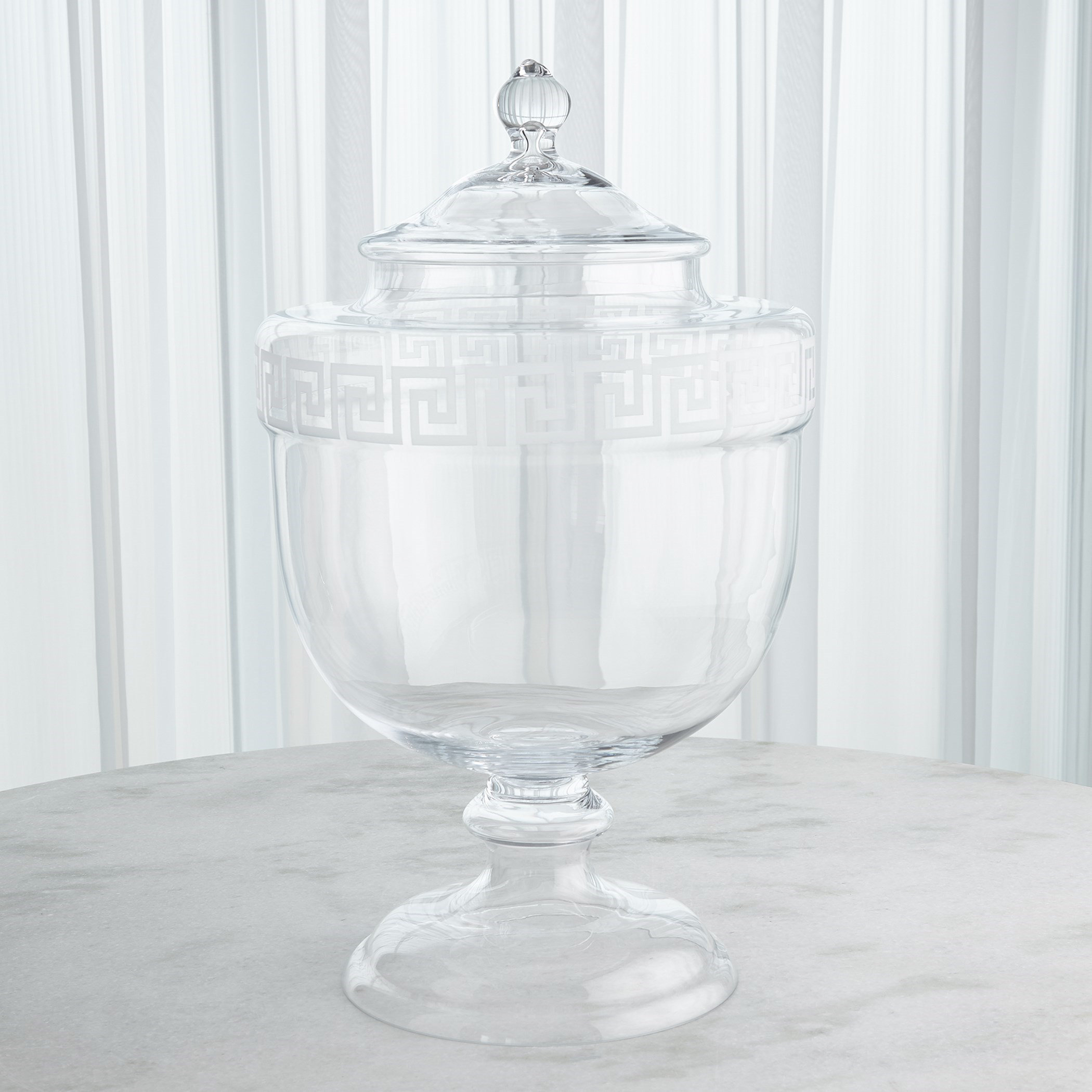 Global Views Greek Key Glass Urn | Wayfair