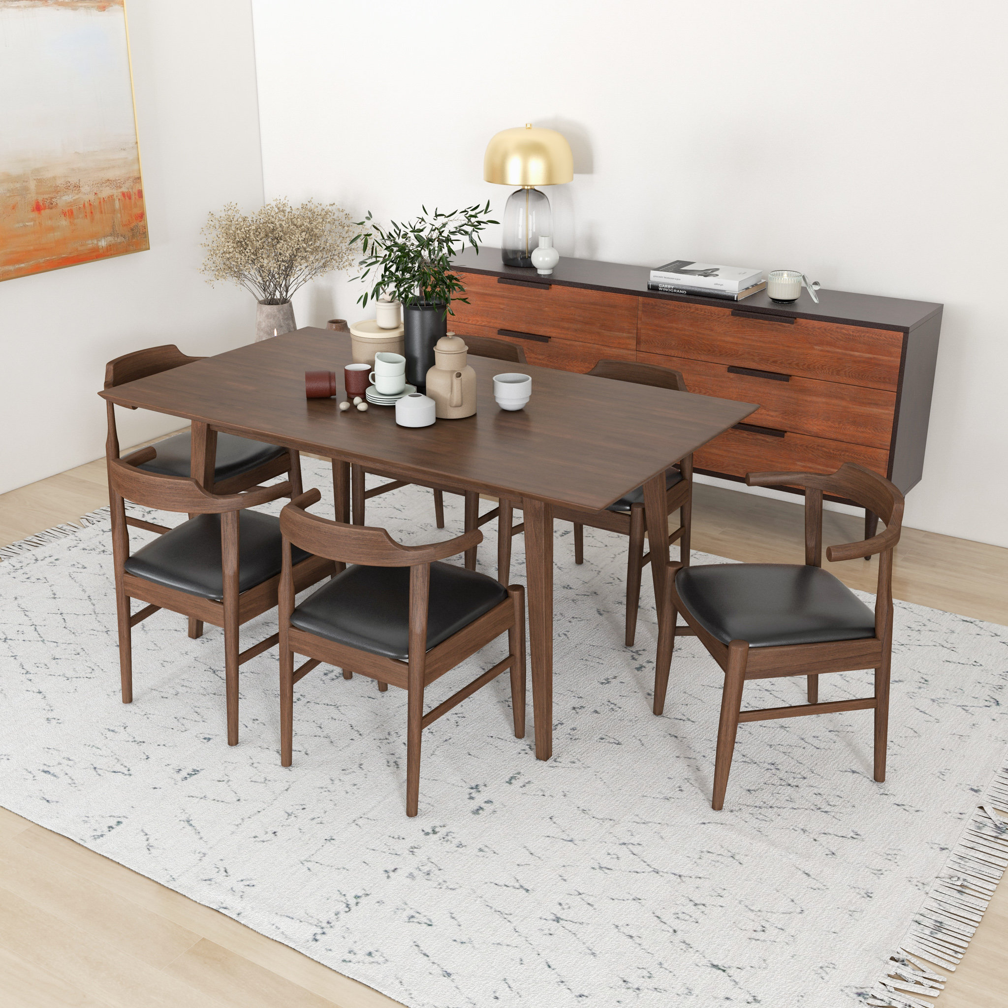 Corrigan Studio® Kimona 6 - Person Eucalyptus Solid Wood Dining Set ...