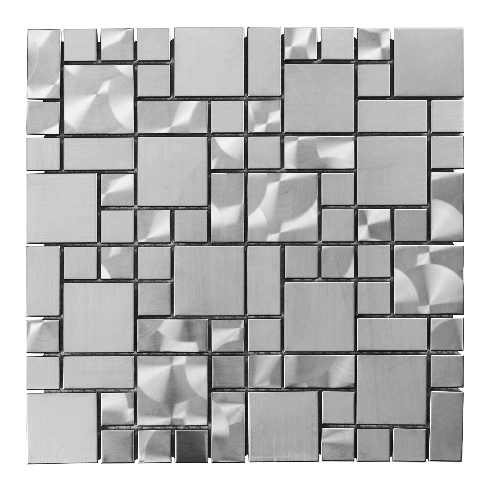 Modket Brushed Nickel Jeweling Pattern Stainless Steel Mosaic Sheet ...