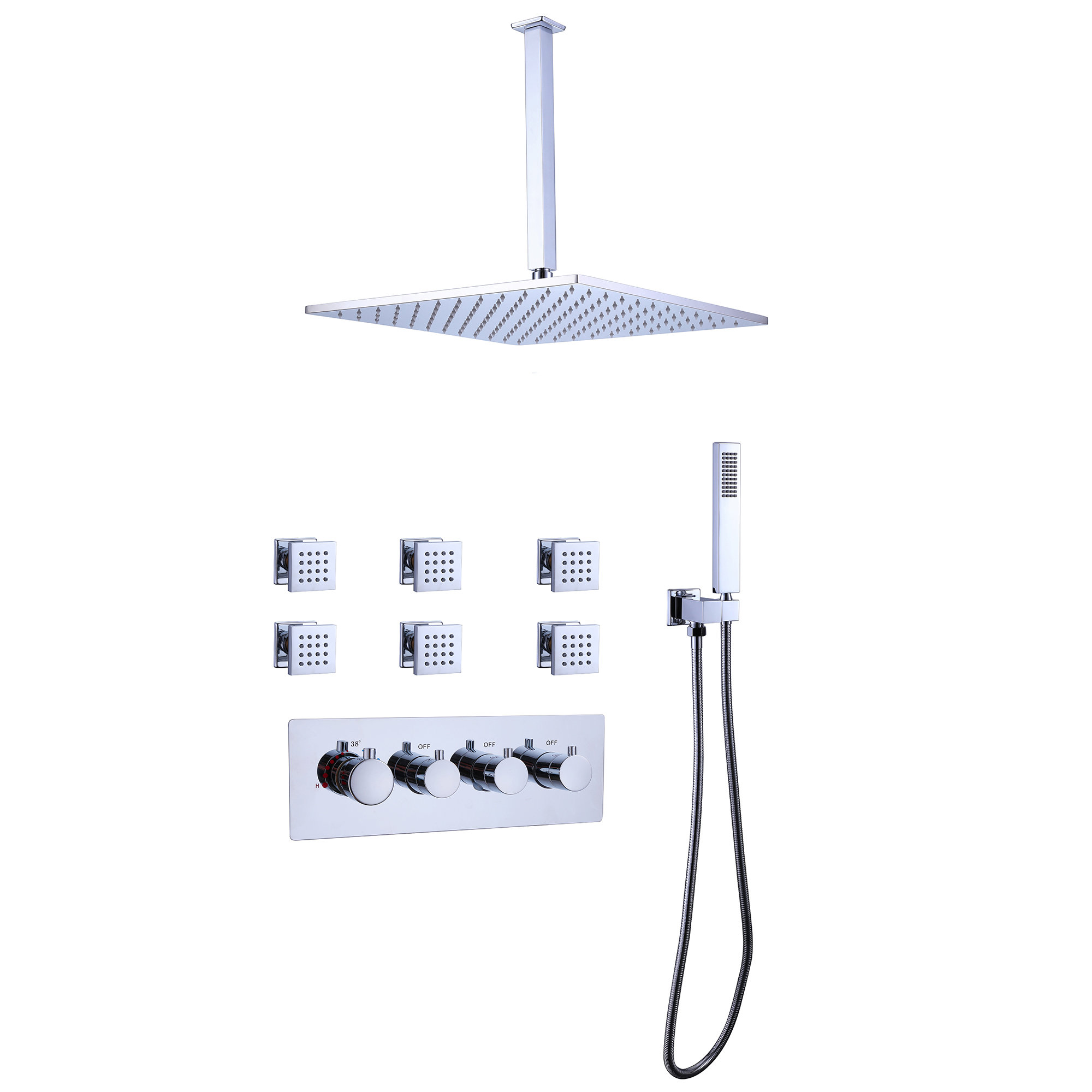 Selected Rain Complete Shower System with Rough-in Valve | Wayfair