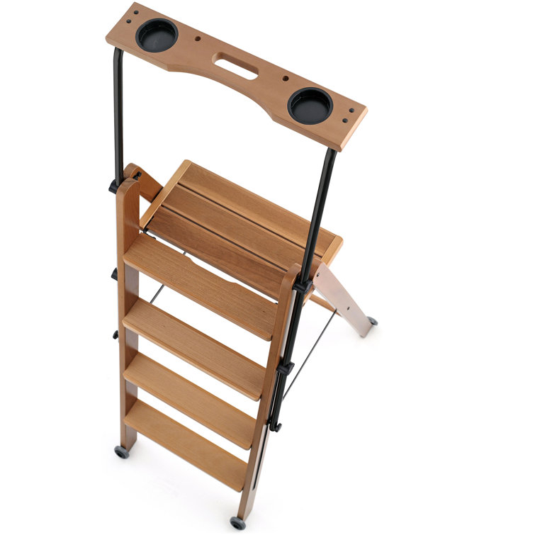 Union Rustic Bella 5.31 ft Wood Step Ladder with 265 lb. Load Capacity ...