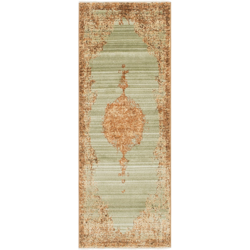 Charlton Home® Cevenola Performance Light Green/Brown Rug & Reviews ...