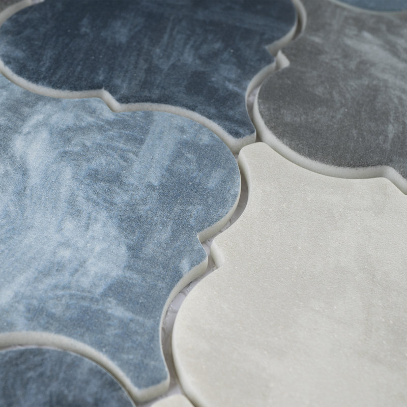 Supreme Tile Recycle 4" x 4" Glass Arabesque Fabric look Mosaic Wall ...