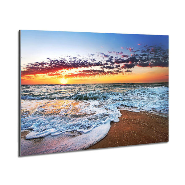 House of Hampton Ocean Sunset Swell Metal Print | Wayfair.co.uk