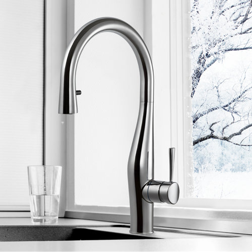 Houzer Vision Hidden Pull-down Single Handle Kitchen Faucet | Wayfair