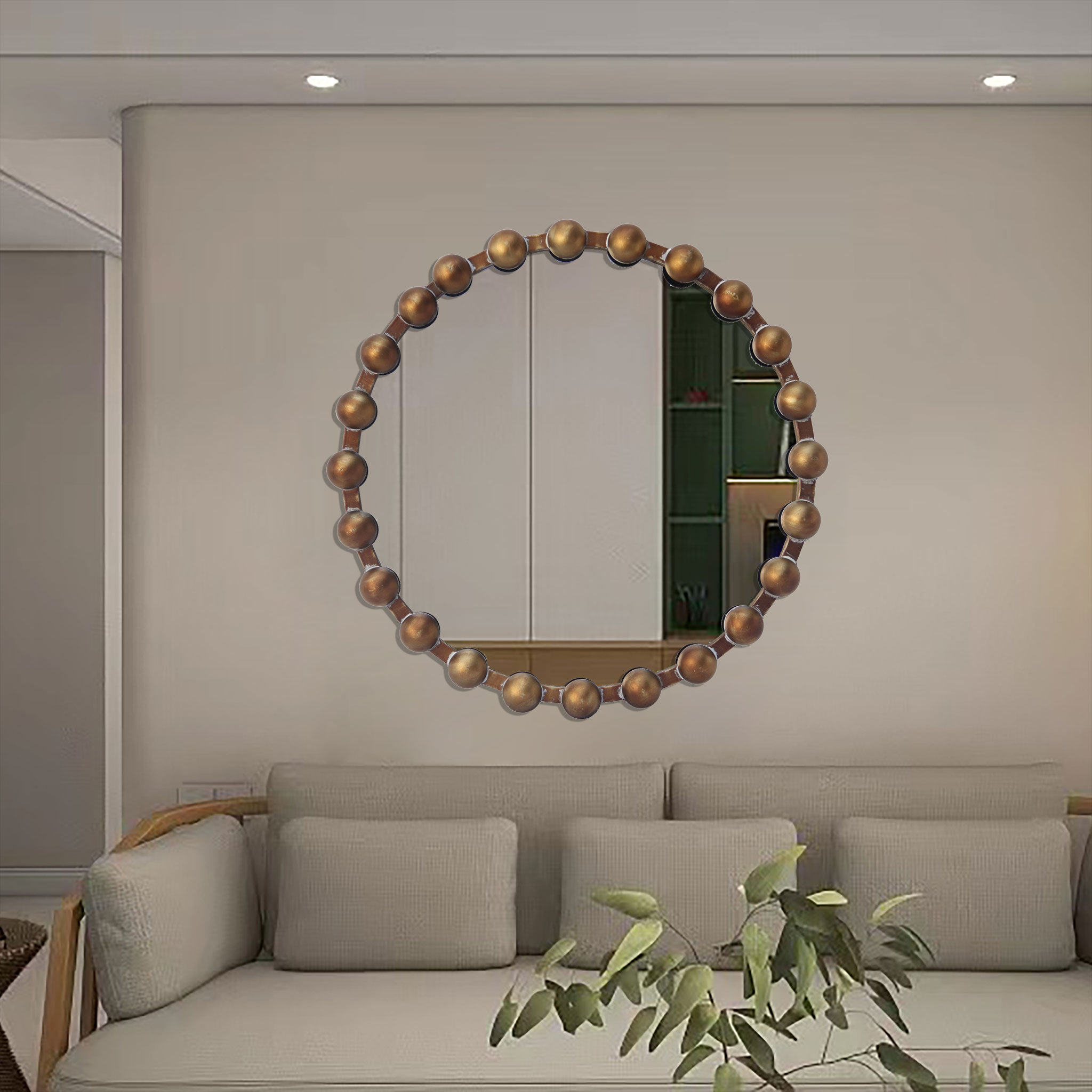 Dakota Fields Calandria Round Metal Wall Mirror | Wayfair