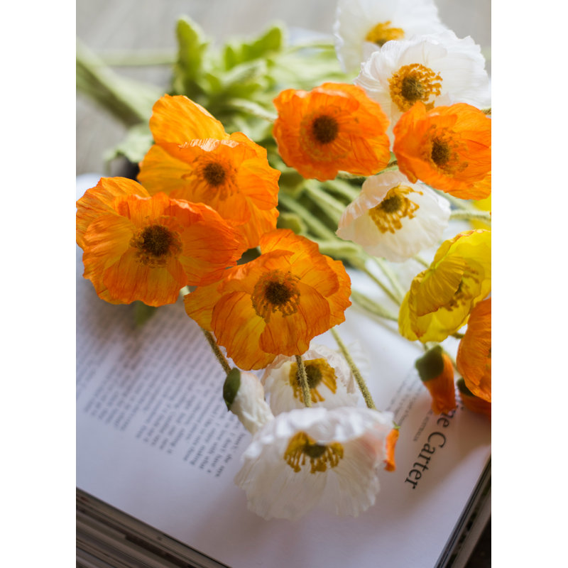 Gracie Oaks Silk Flower Common Poppy Spray & Reviews | Wayfair