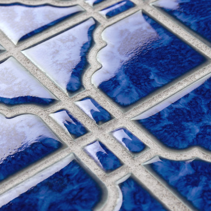 Merola Tile Osaka 6" x 6" Porcelain Mosaic Wall & Floor Tile in Blue ...