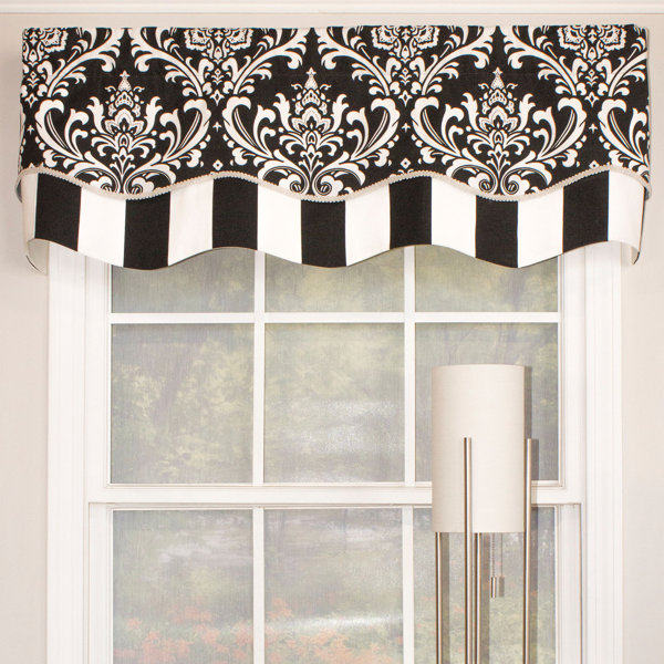 RLF Home Ozbourne Damask Cotton Scalloped 50'' Window Valance & Reviews ...
