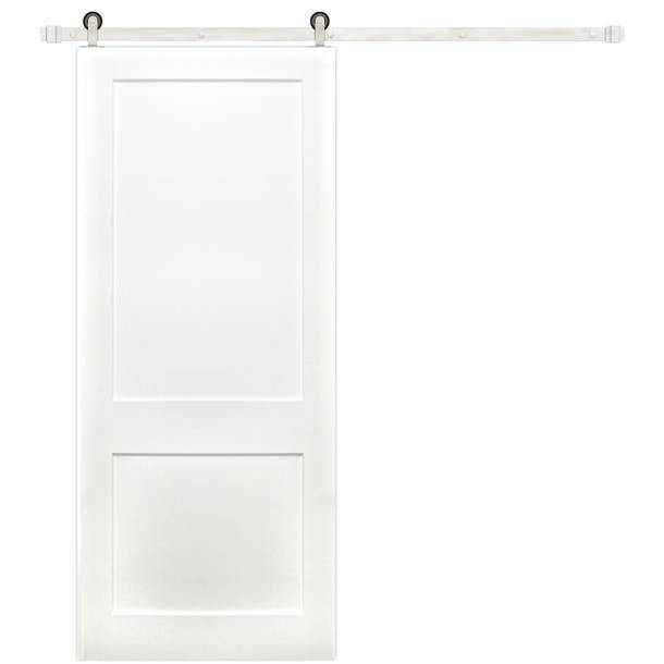 CreativeEntryways Paneled Wood Primed Shaker Barn Door with ...