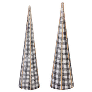 The Holiday Aisle® 2 Piece Checked Cone Tree Set | Wayfair