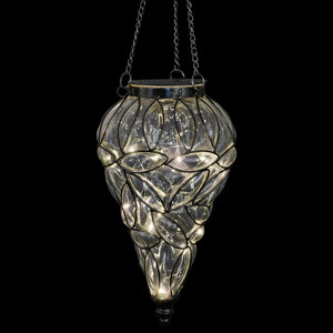 Exhart Solar Tear Shaped Glass and Metal Hanging Lantern with 15 Cool ...