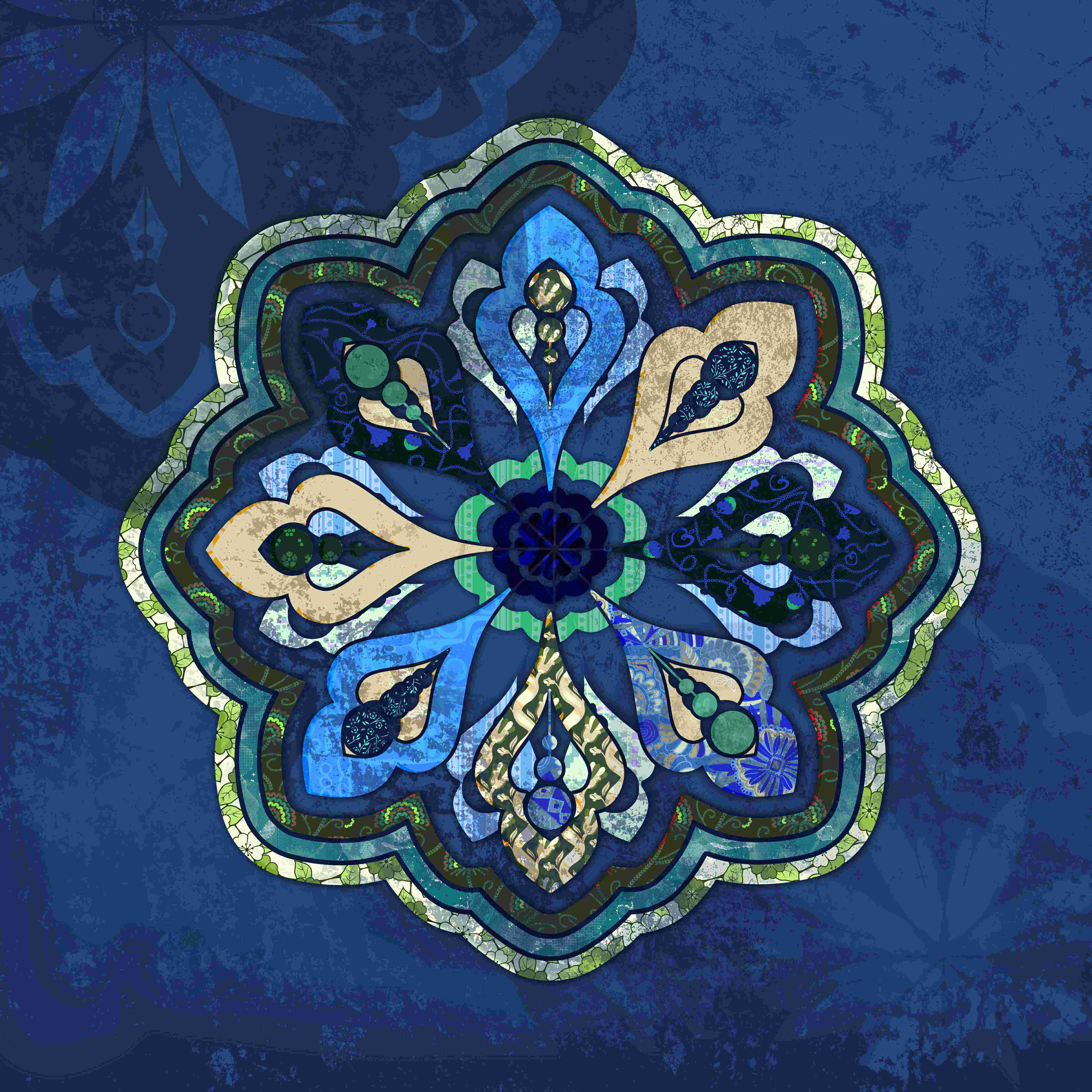 Bungalow Rose Blue World Emblem - Wrapped Canvas Print | Wayfair